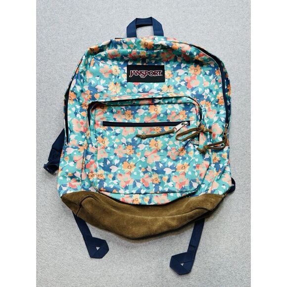 Jansport | Bags | Jansport Big Student Backpack Blue Floral School ...